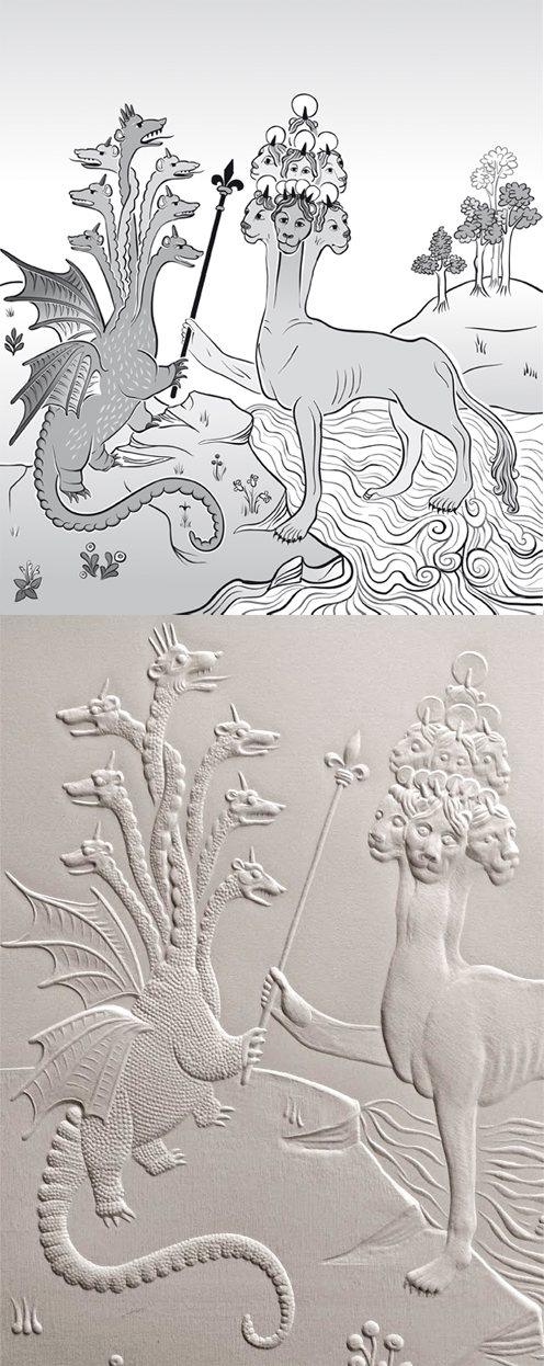 Barbara Dumas : Portfolio : Illustration contrastée et Gaufrage